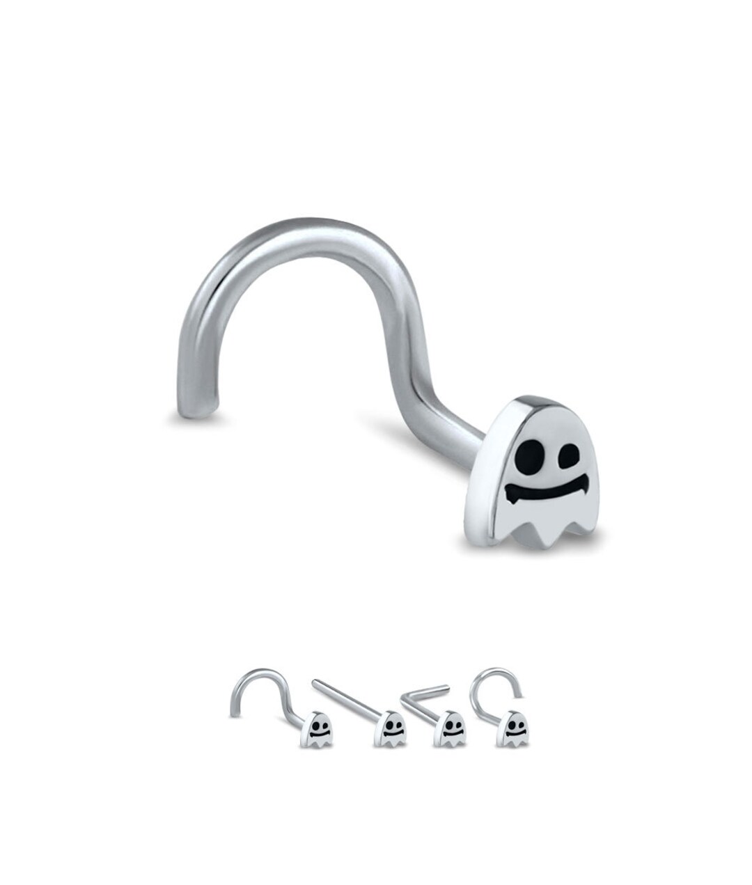 316L Surgical Steel Nose Ring, Stud, Screw, L Bend Halloween Ghost ...