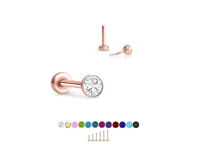 316 Stainless Steel Rose Gold Plated Labret Nose Ring Monroe | Etsy