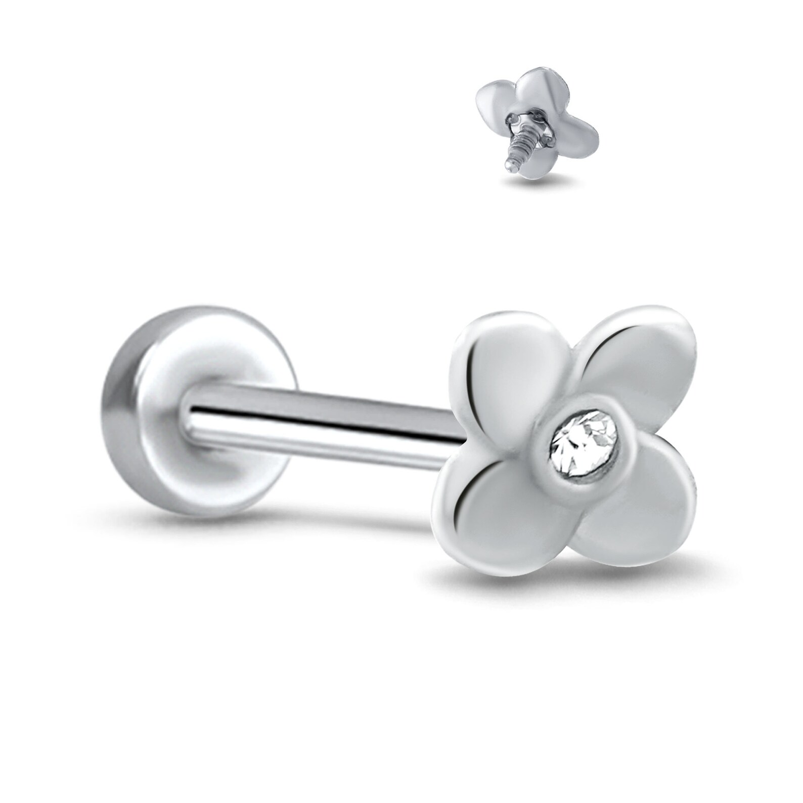 316L Surgical Steel Labret Style Nose Monroe Stud Screw Post Flower ...