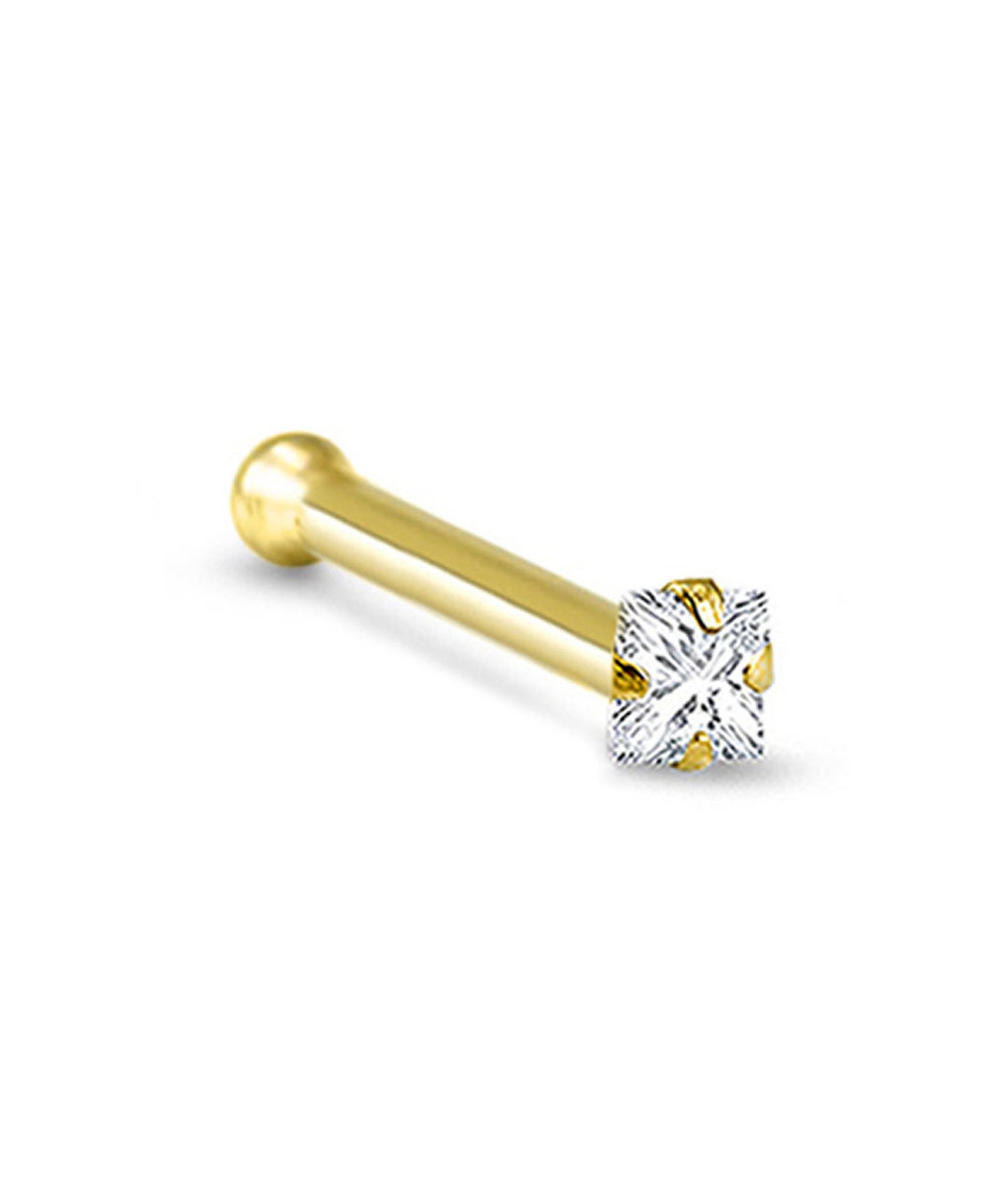 10K Yellow Gold Nose Bone Stud 1.8mm, 2mm Square 22G. Nose Ring Backing ...