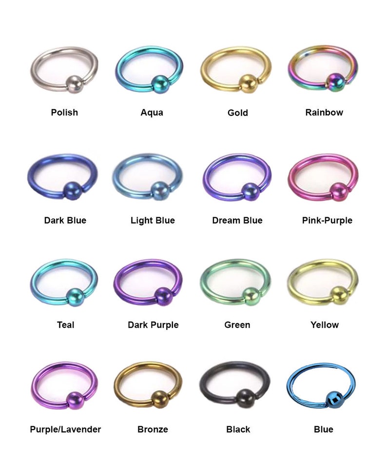 Titanium Nose Ring Captive Bead Hoop Daith Helix Cartilage | Etsy