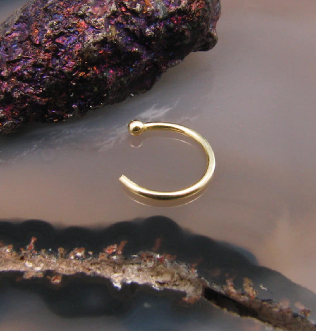 14K Solid Gold Nose Jewerly, Open Nose Hoop, Half Hoop, Nose Ring ...