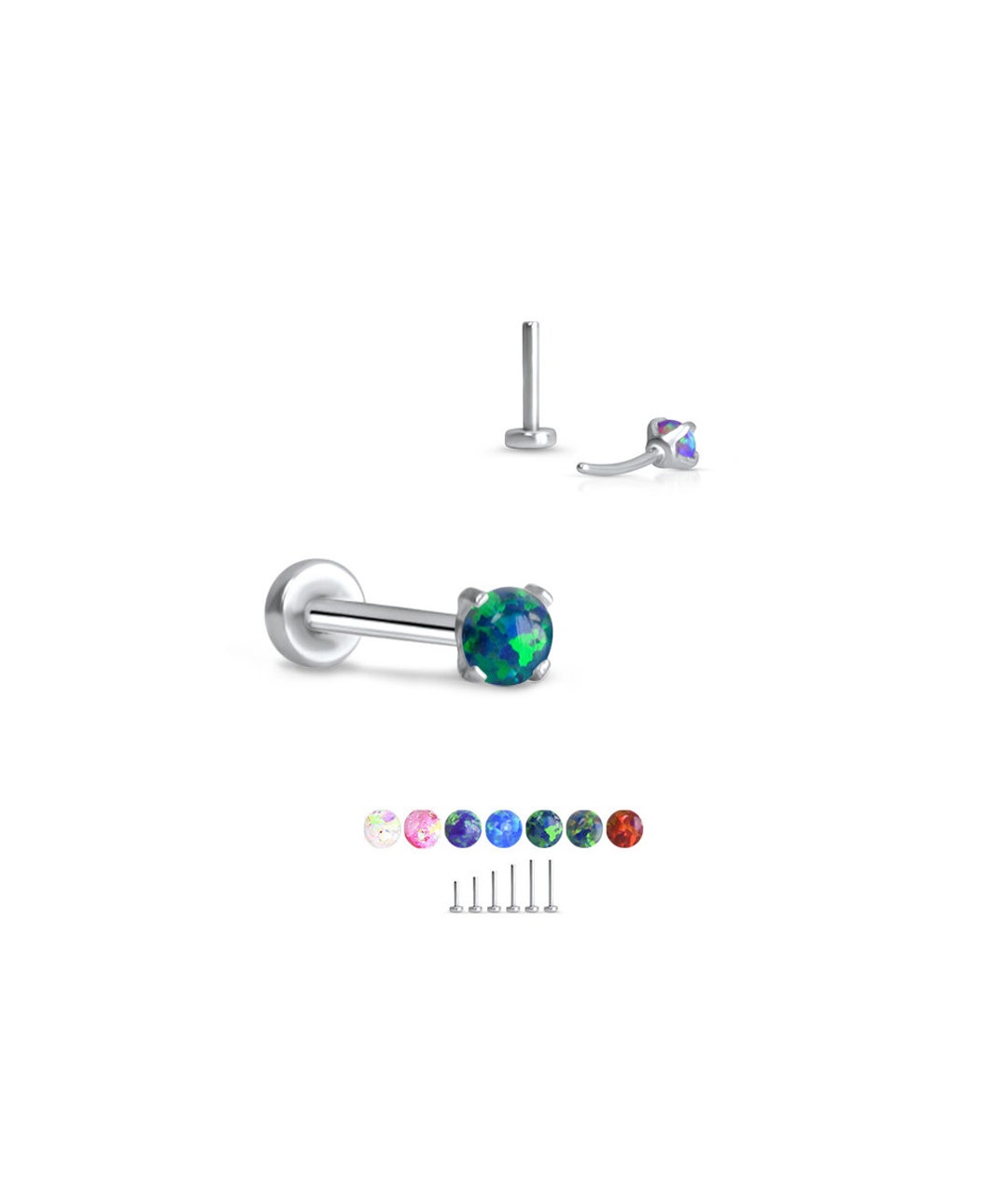 316 Stainless Steel Labret Style Nose Ring Monroe Stud Threadless Push ...