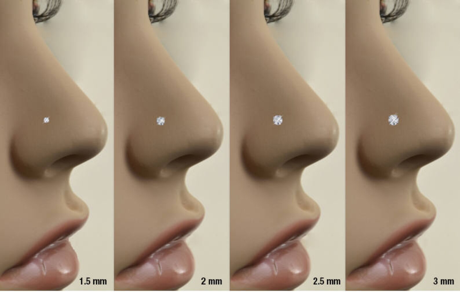 14K, 18K, 24K, Solid White Gold, Yellow Gold or Rose Gold Nose Ring ...
