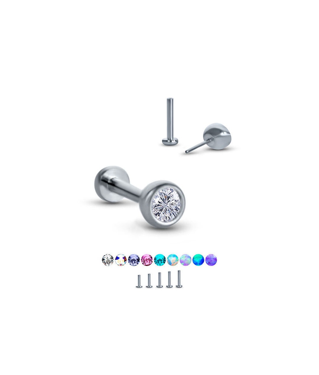 Titanium Labret Style Nose Ring Monroe Stud Threadless Push Pin 2.5mm ...