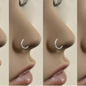 14K Solid Rose Gold Nose Jewerly, Open Nose Hoop, Half Hoop, Nose Ring ...