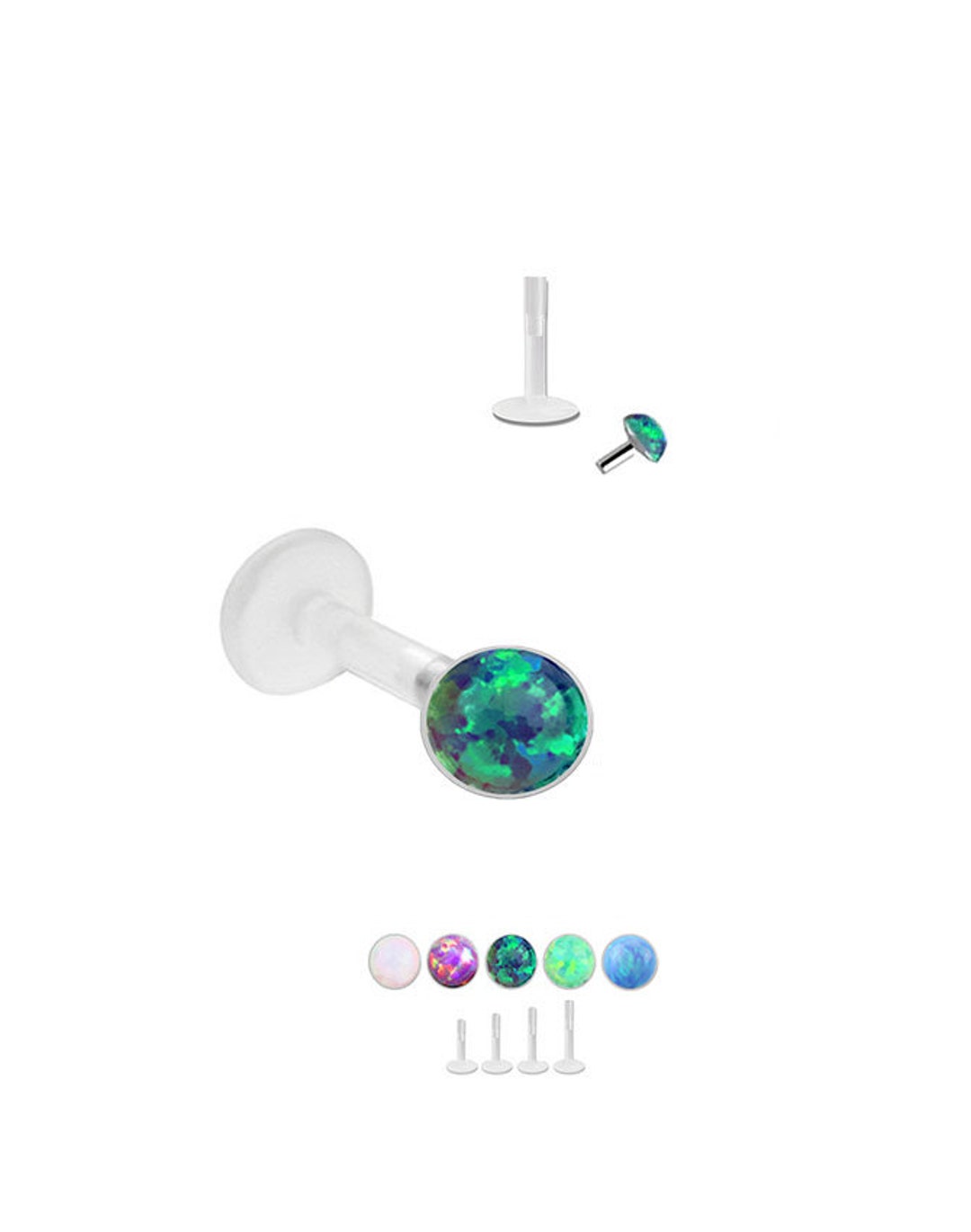 925 Sterling Silver Bioflex Labret Style Nose Monroe Stud Synthetic ...