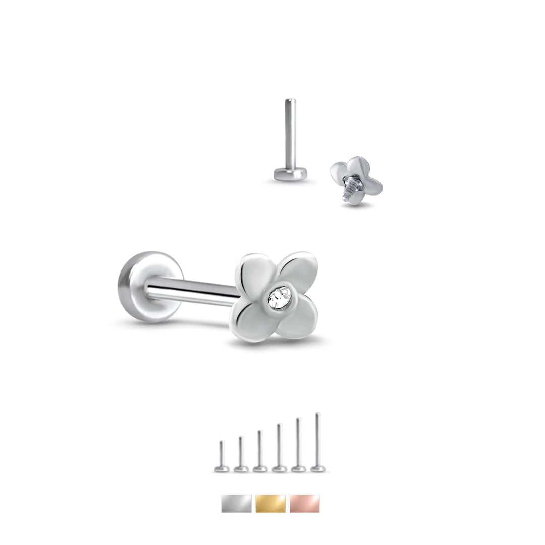 316L Surgical Steel Labret Style Nose Monroe Stud Screw Post Flower ...