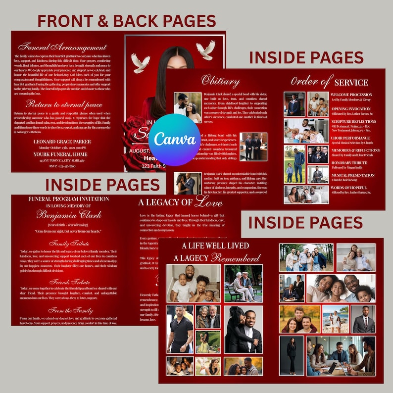 Funeral Program Template, Celebration of Life Bifold Brochure (canva ...