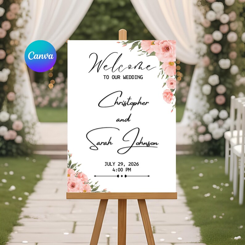 Stained Glass Welcome Wedding Sign Digital Template - Etsy
