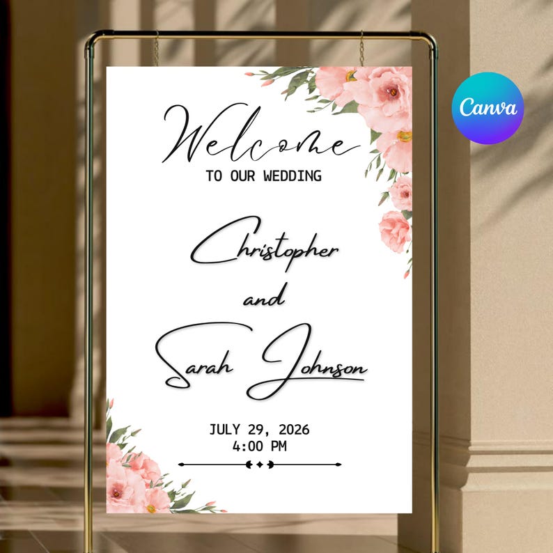 Stained Glass Welcome Wedding Sign Digital Template - Etsy