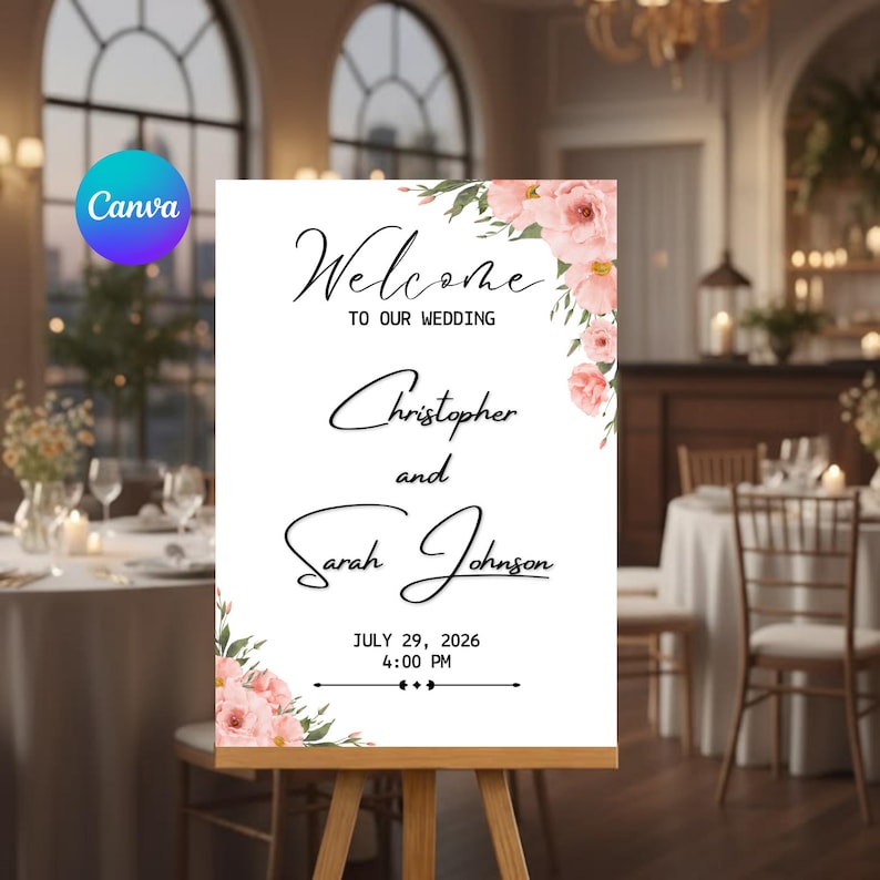 Stained Glass Welcome Wedding Sign Digital Template - Etsy