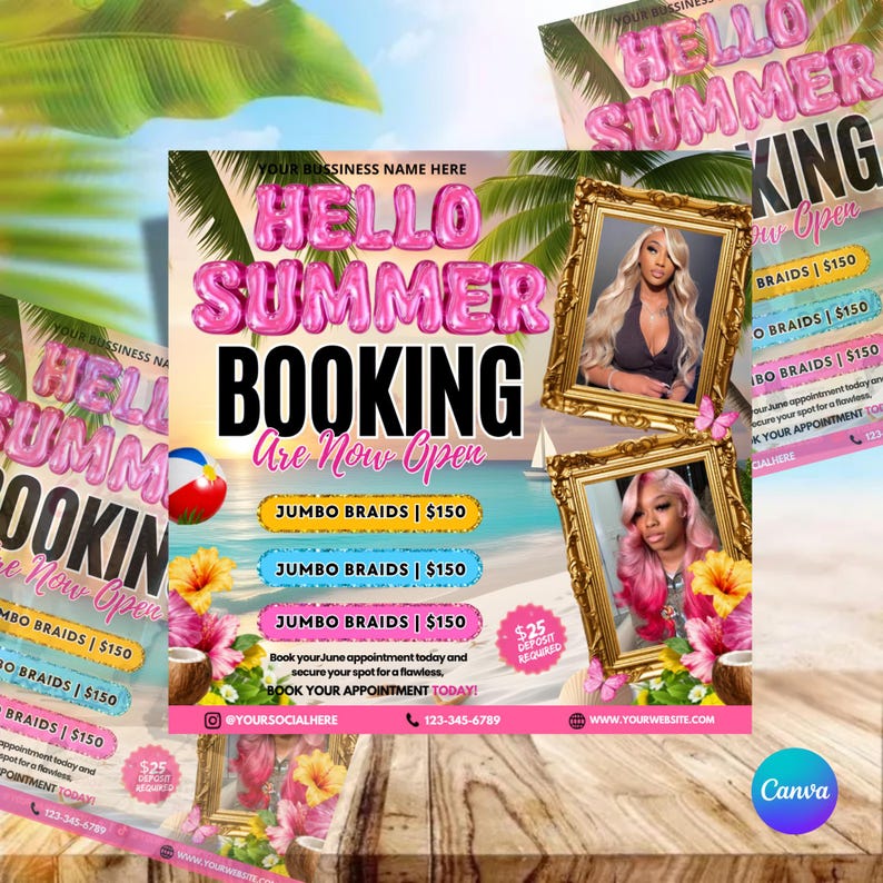 Summer Hair Deals Flyer Template, Customizable Canva Design, Beauty ...