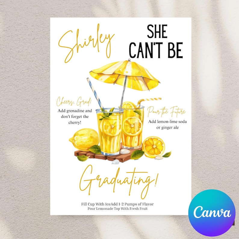 Shirley She Can’t Be Graduating Drink Station Sign, Shirley Temple Bar ...