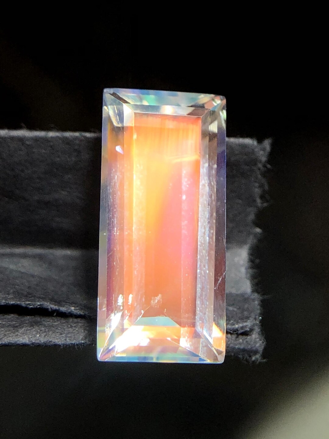 Natural 3.25ct Spectral Madagascar Moonstone Baguette Cut White Rainbow ...
