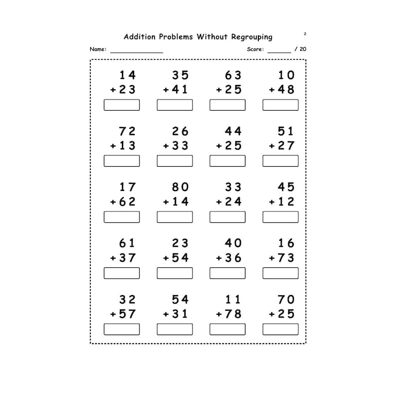 2 Digit Addition Worksheets | No Regrouping Math Practice (PDF Download ...