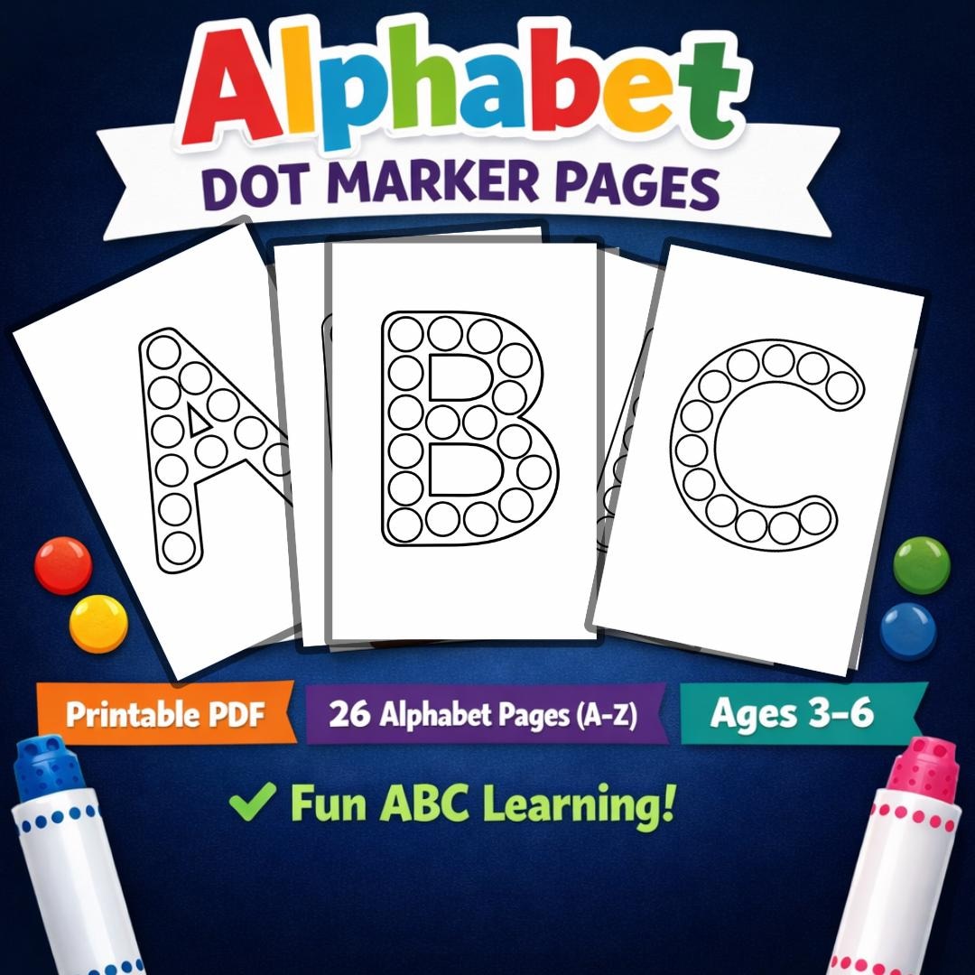 Alphabet Dot Marker Coloring Pages – ABC Printable Letters | Pre‑k ...
