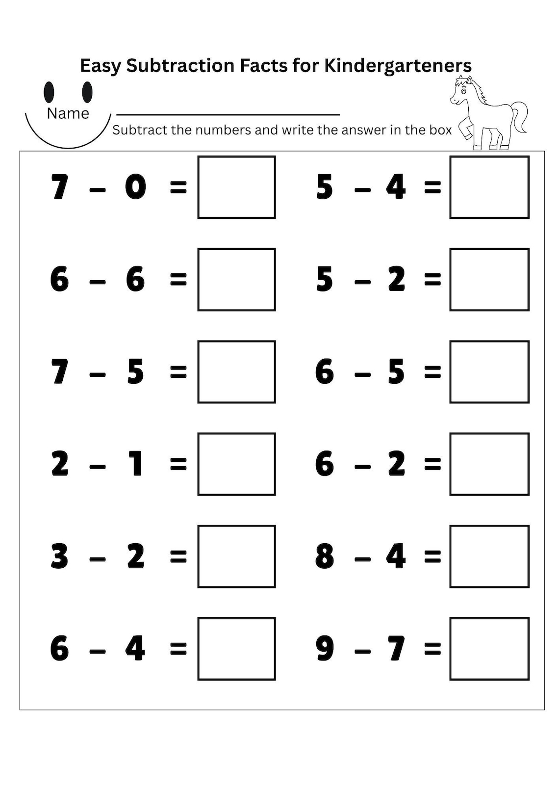 Simple Subtraction Worksheets for Kindergarten | Printable Morning Work ...
