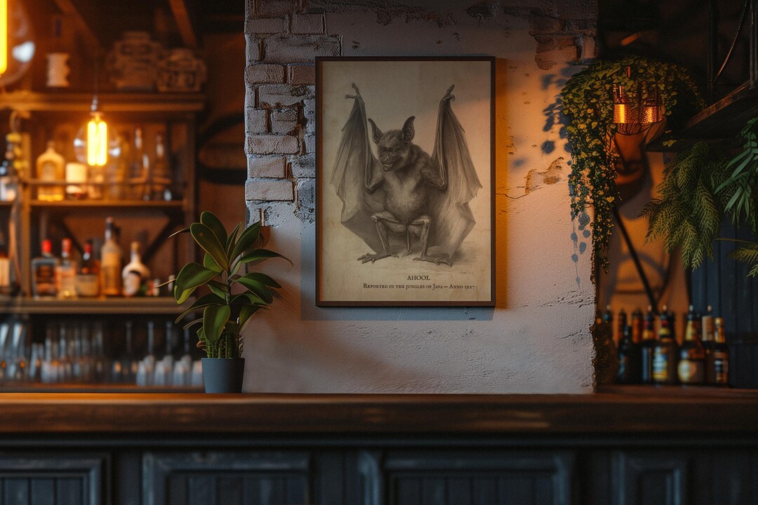 Ahool Vintage Illustration, Antique Cryptid Wall Art, Archival Flying ...