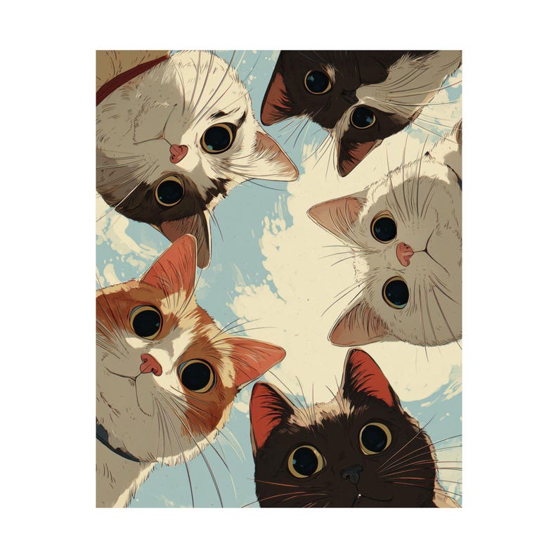 Funny Cat Wall Art Curious Cats Print Cute Animal Poster for Bedroom ...