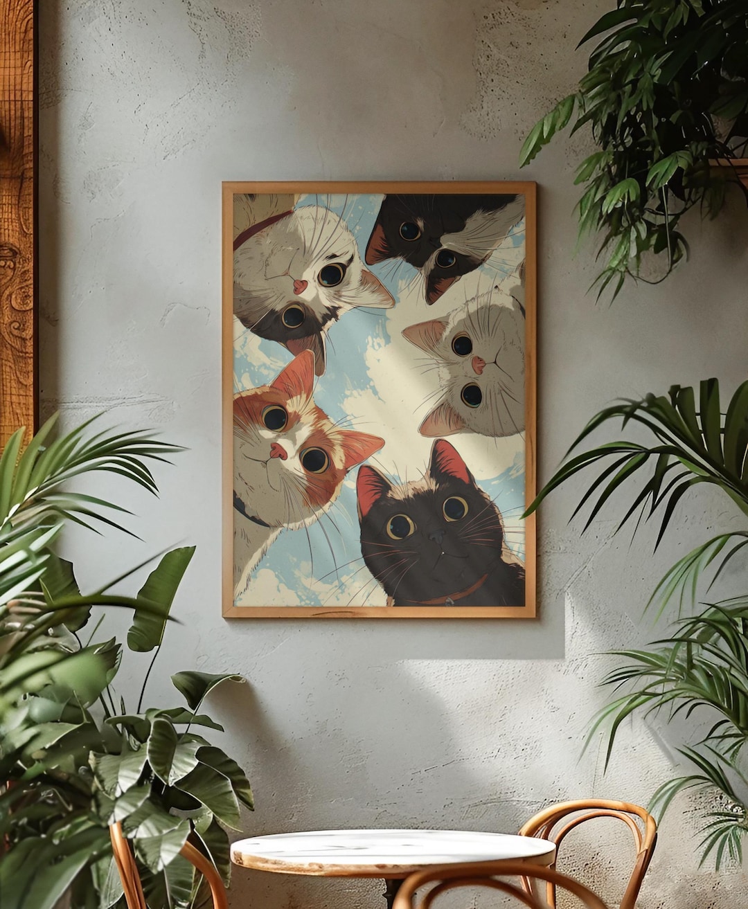 Funny Cat Wall Art Curious Cats Print Cute Animal Poster for Bedroom ...