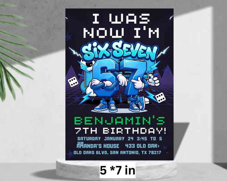 Six Seven Birthday Party Invitation, Editable 6 or 7 Kids Birthday ...