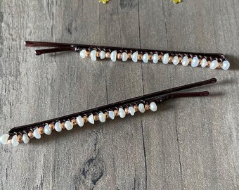 Hair Pin | Light Grey Pearl Beaded Bobby Pins | Hair Accessory | - Etsy