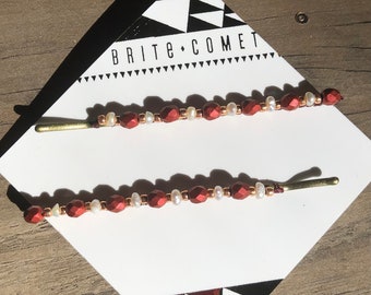 Hair Pin | Light Grey Pearl Beaded Bobby Pins | Hair Accessory | - Etsy