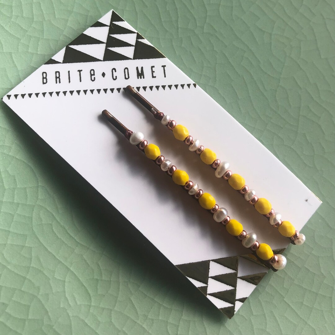 Pearl Yellow Bobby Pins | Beaded Hair Accessory - Etsy