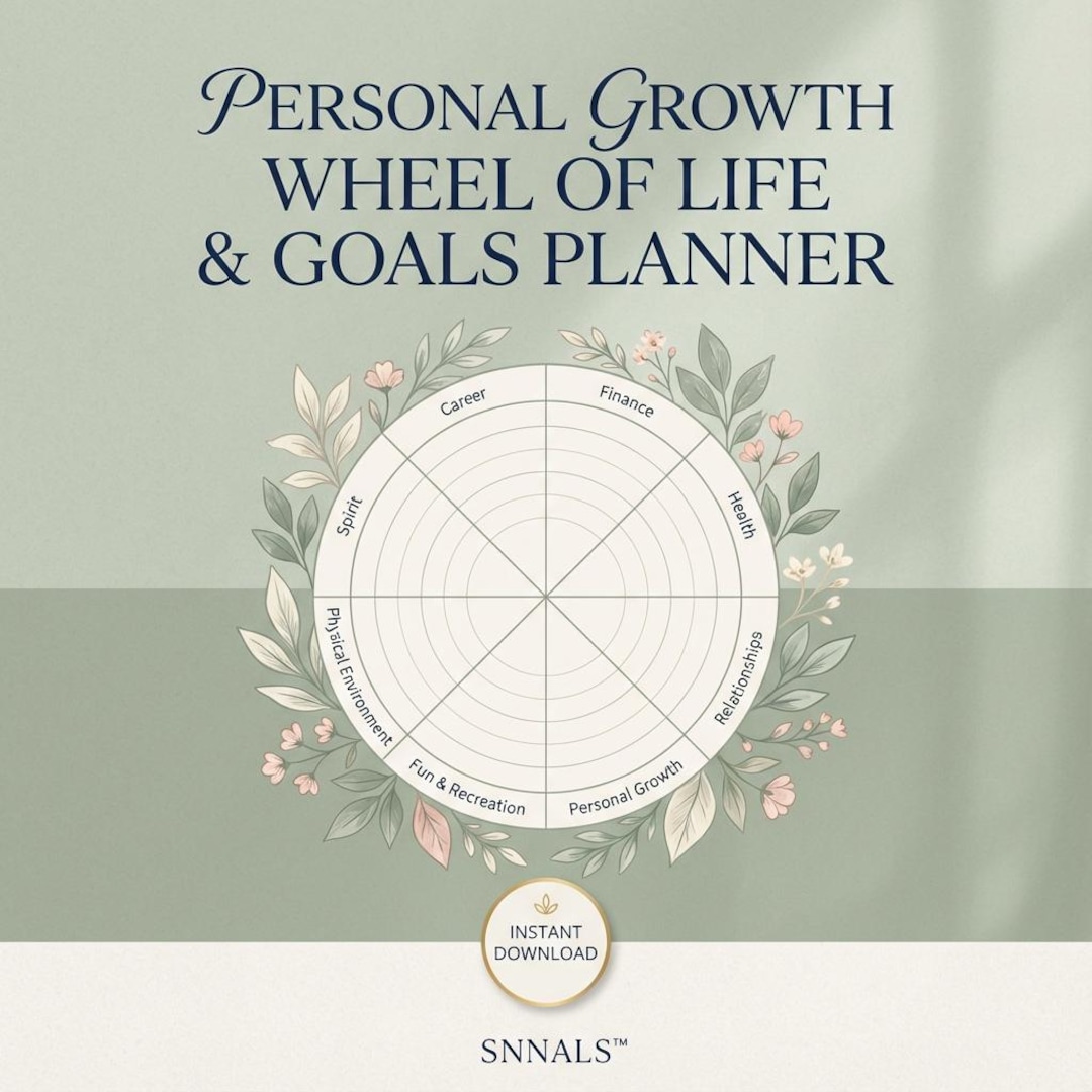 Personal Growth Wheel of Life & Goals Planner | Life Balance Assessment ...