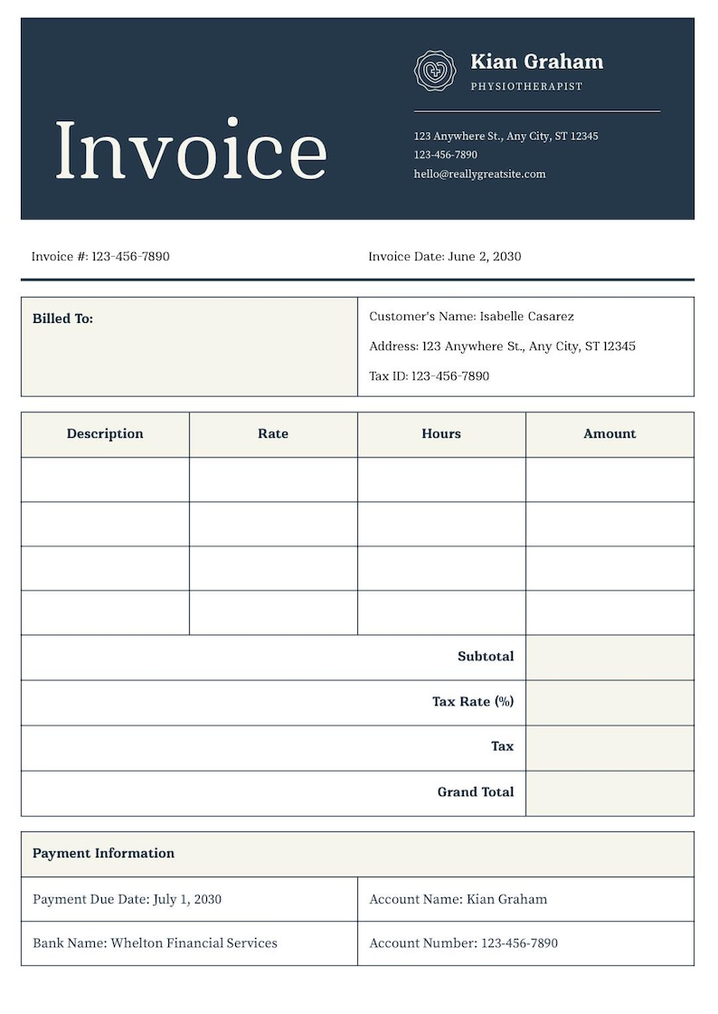 Invoice Template- Editable & Printable - Etsy
