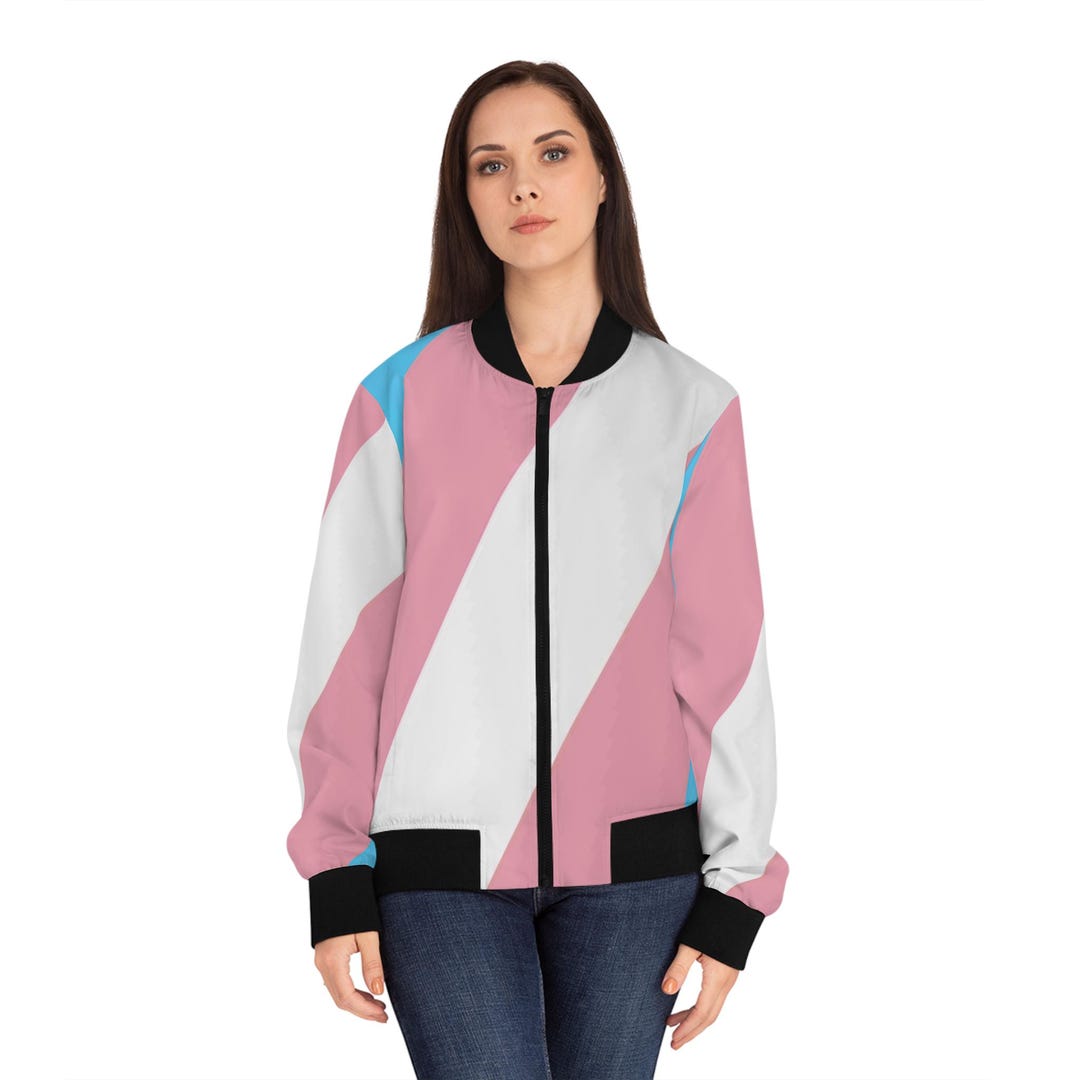 Transgender Pride Bomber Jacket Pastel Pink White Blue Zip Jacket - Etsy