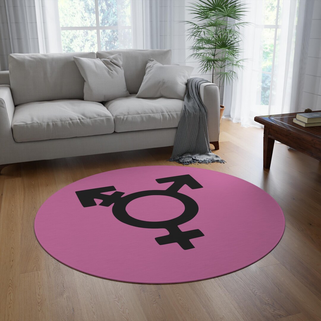 Transgender Pride Round Rug Pink Circle Floor Decor Inclusive Gender ...