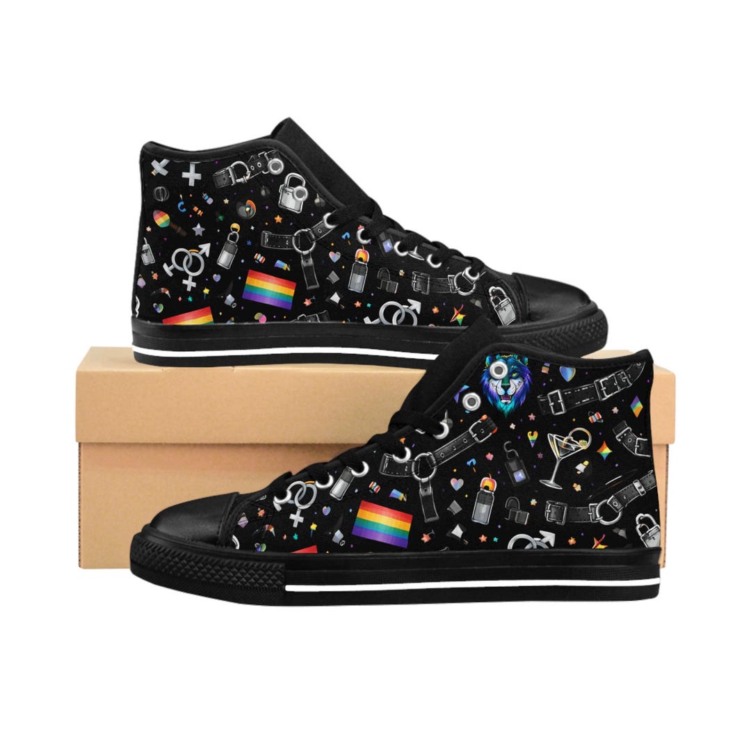 LGBTQ Pride Symbol High Top Sneakers Gay Men MLM Festival Streetwear ...