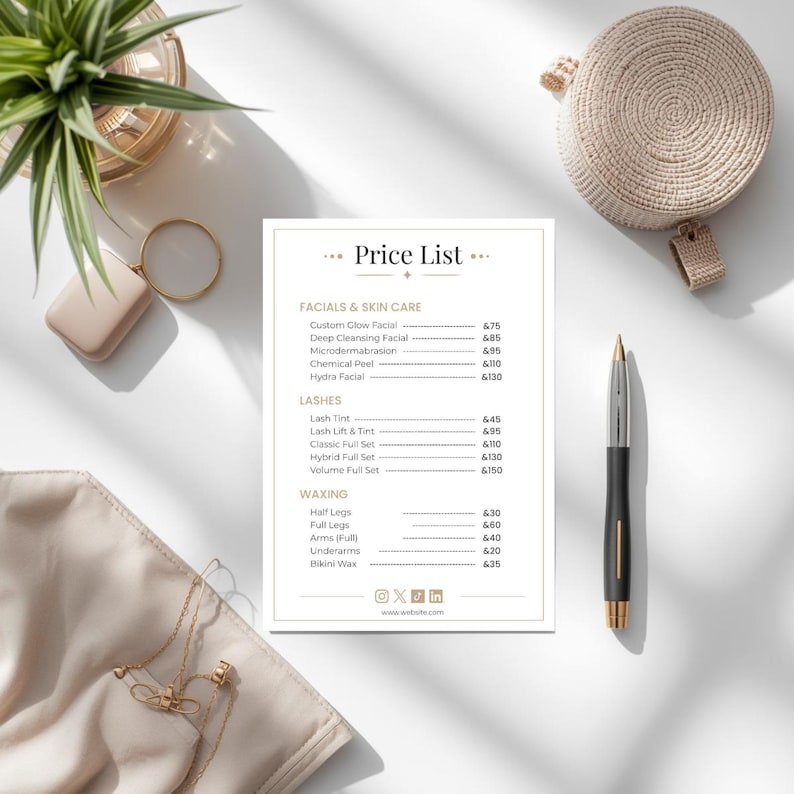Beauty Service Price List , Editable Canva Template Salon Pricing Menu ...