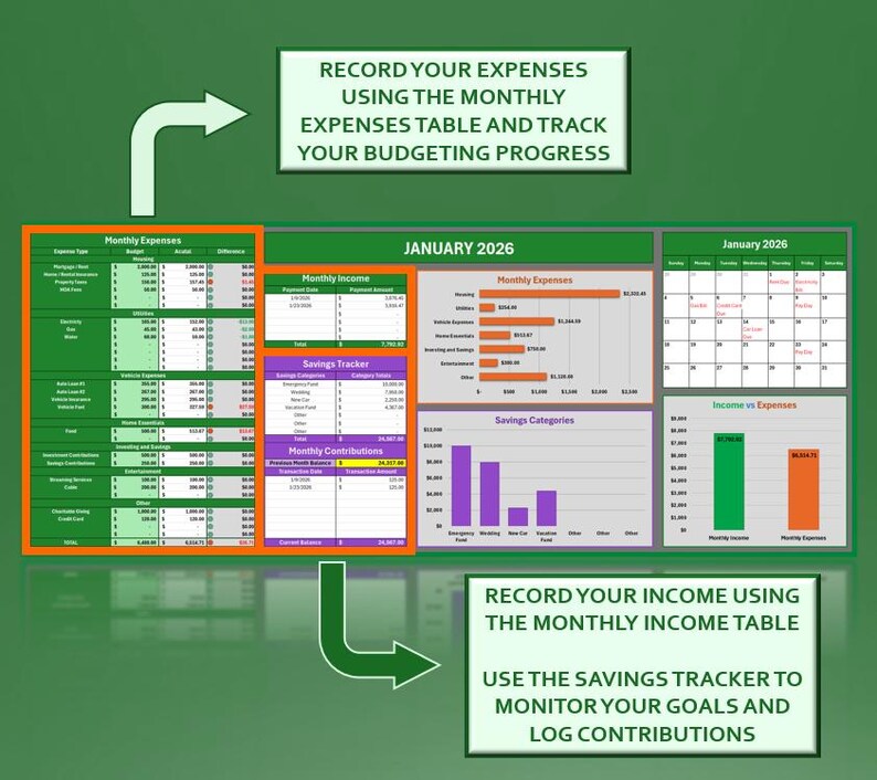 Easy 2026 Personal Budget Template - Etsy