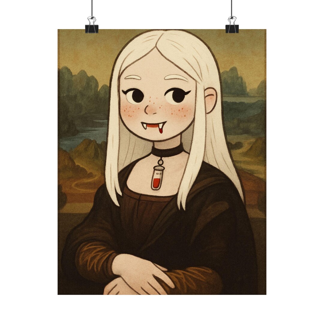 Vampire Mona Lisa Poster | Matte Vertical Art Print, Cute Goth Portrait ...