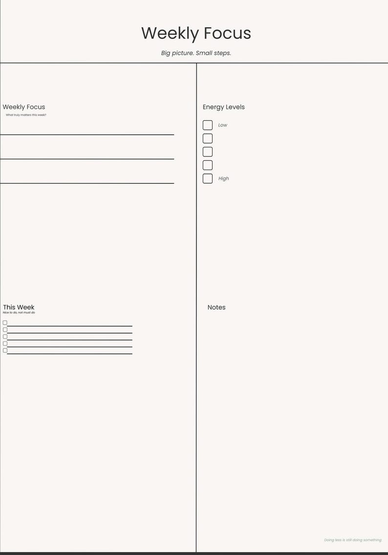 ADHD Daily Focus Planner Printable | Minimal Productivity Planner | One ...