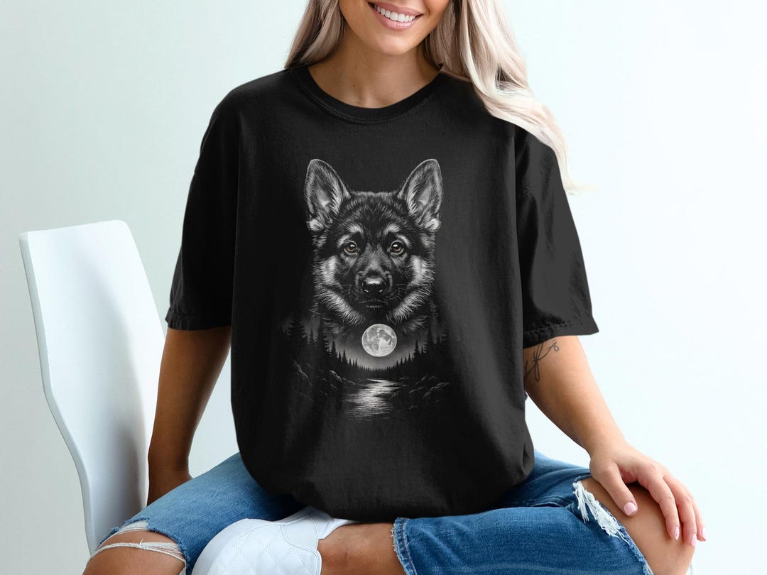 German Shepherd Moon T-shirts, Forest and Shepherd Graphic Tees ...