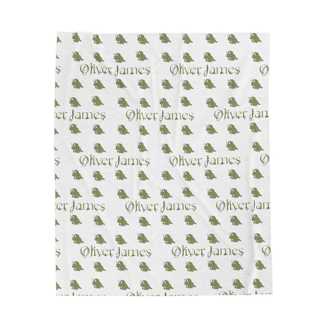 Personalized Name Repeat Pattern Velveteen Blanket | Custom Name, Green ...