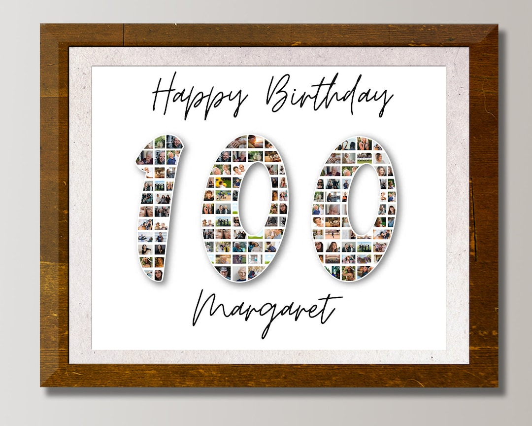 100th Birthday Gift 100 Year Old Gift Ideas 100 Number Photo - Etsy