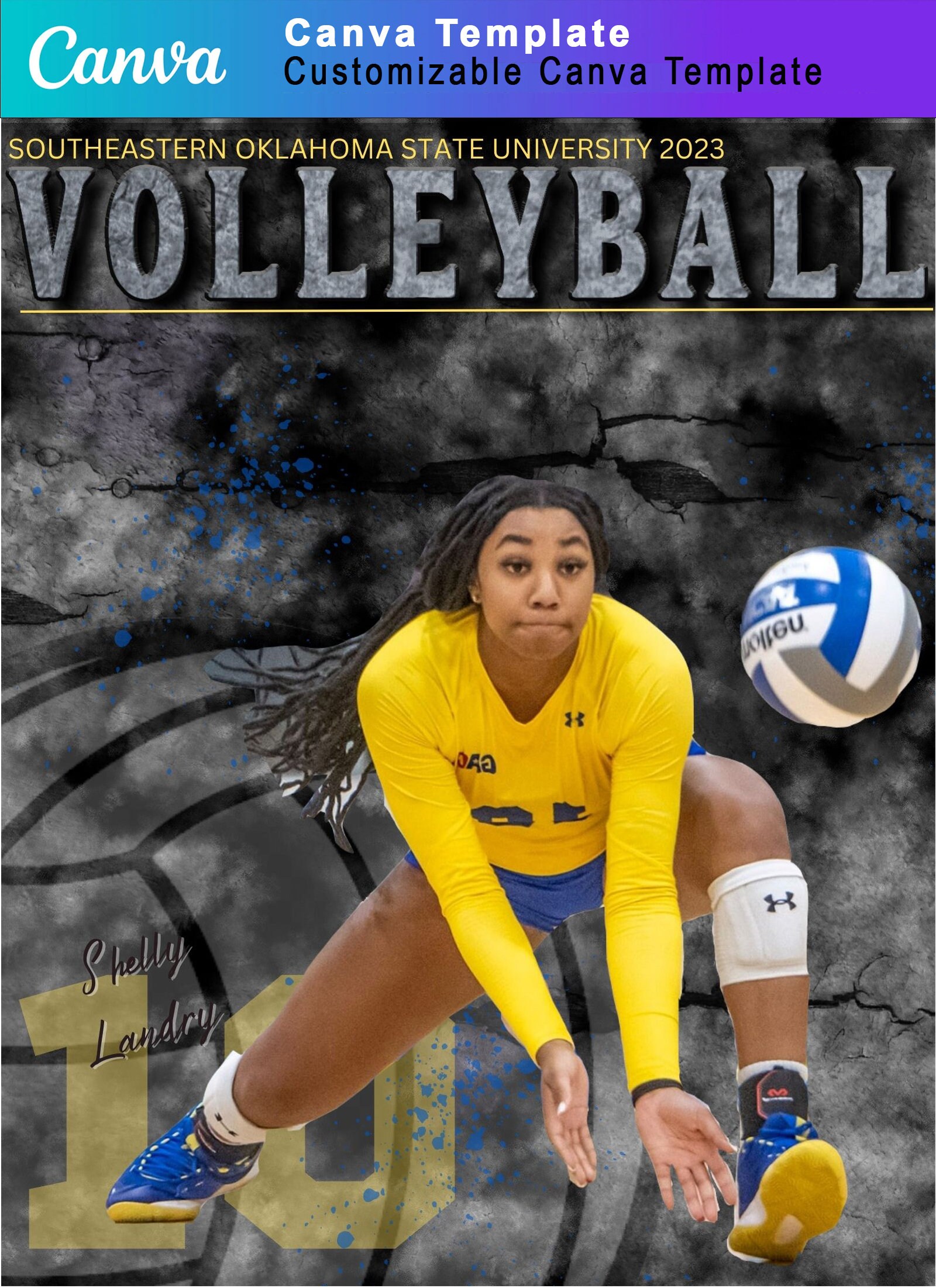 Volleyball Poster Template Sport Gift for Athlete Printable Canva ...