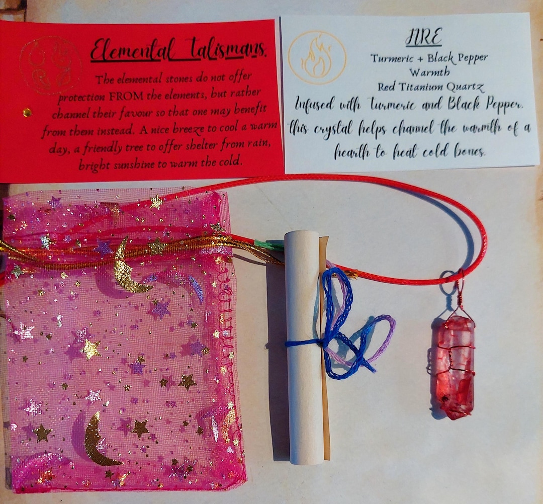Fire Talisman Bundle With Red Titanium Quartz Necklace – Natural Stone ...
