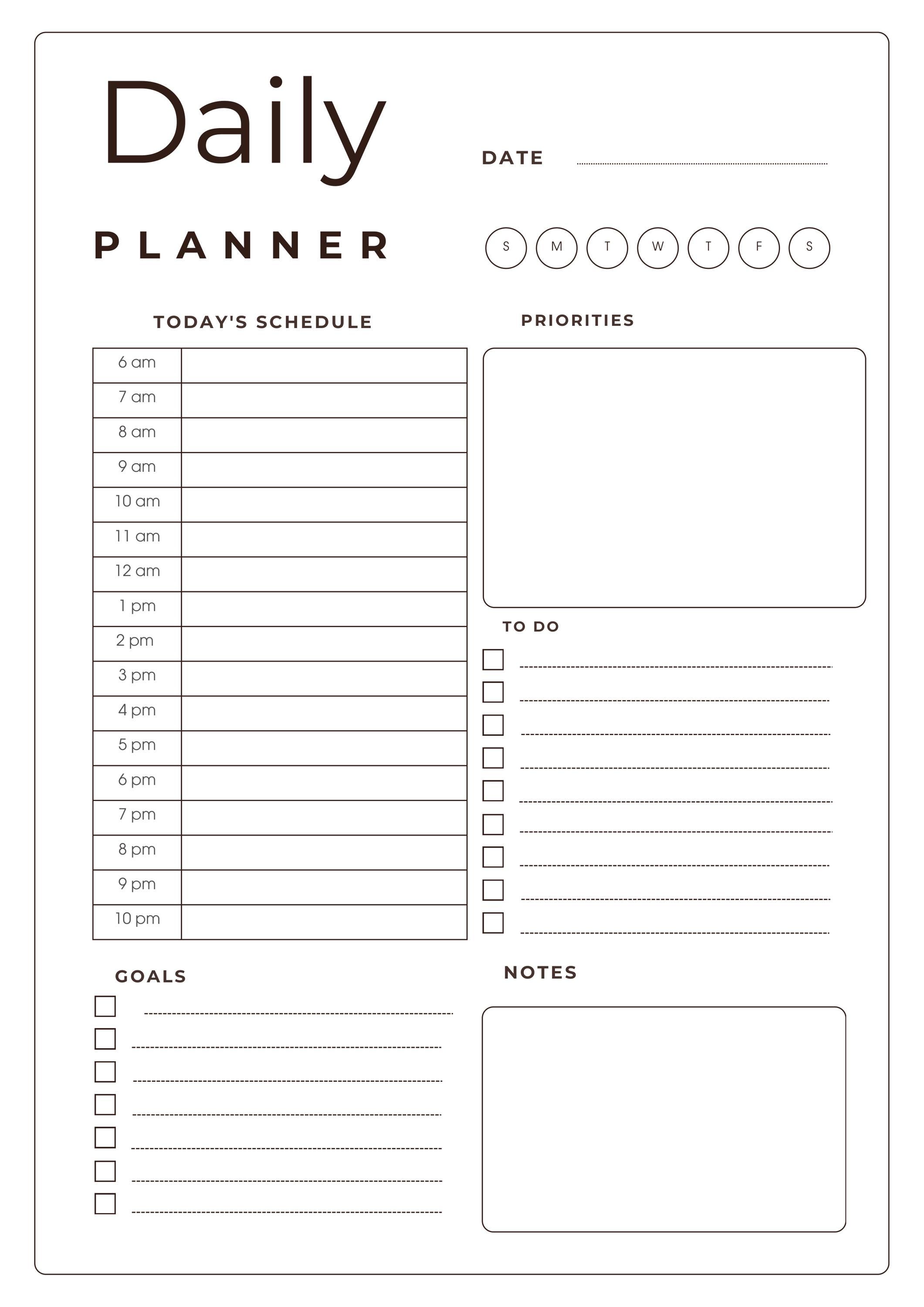 Daily Planner Printable - Etsy