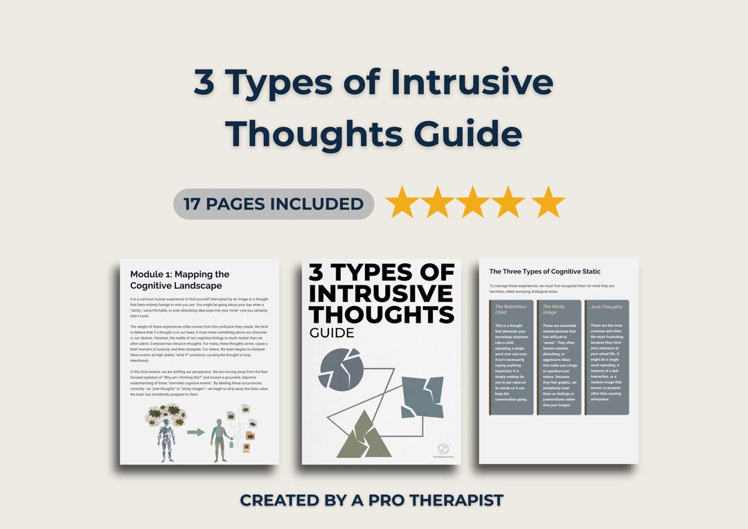 3 Types of Intrusive Thoughts Guide | Stop Rumination | CBT Tools for ...