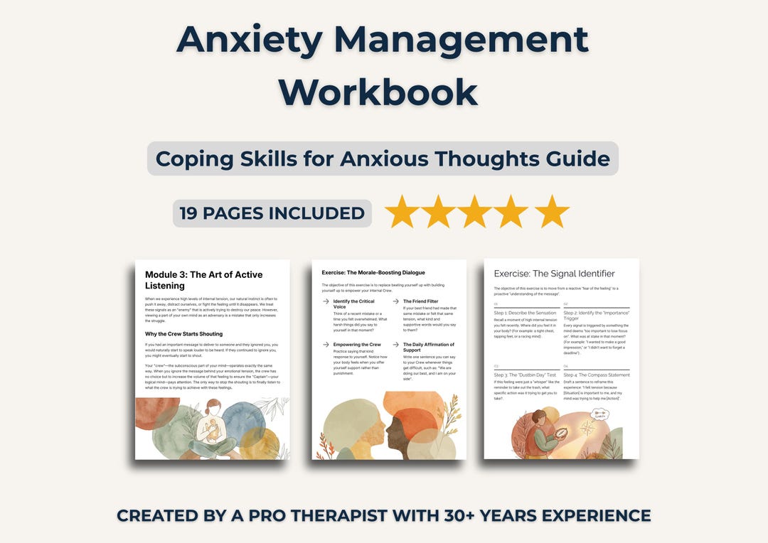 Anxiety Management Workbook Coping Skills for Anxious Thoughts Guide - Etsy