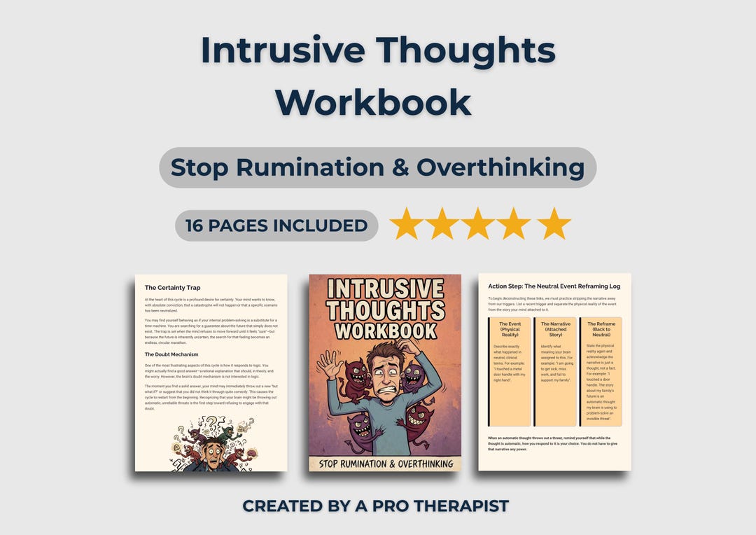 Intrusive Thoughts Workbook | Stop Rumination & Overthinking | Anxiety ...