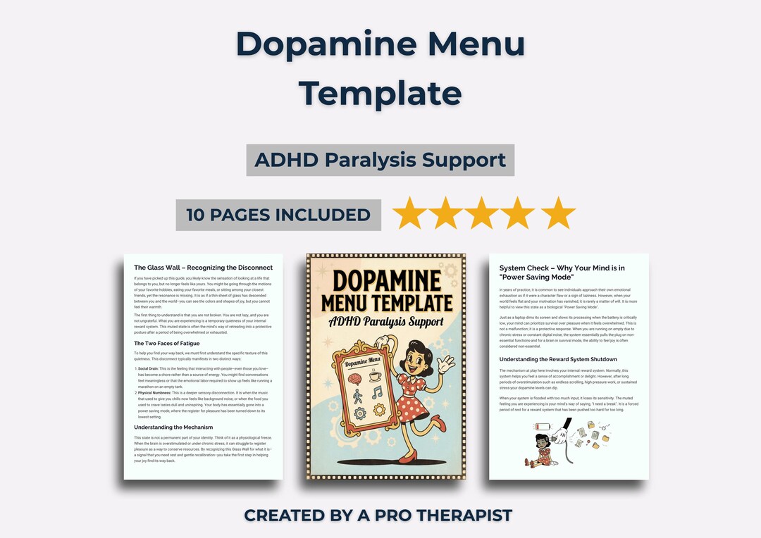 Dopamine Menu Template | ADHD Paralysis Support | PDF Guide - Etsy