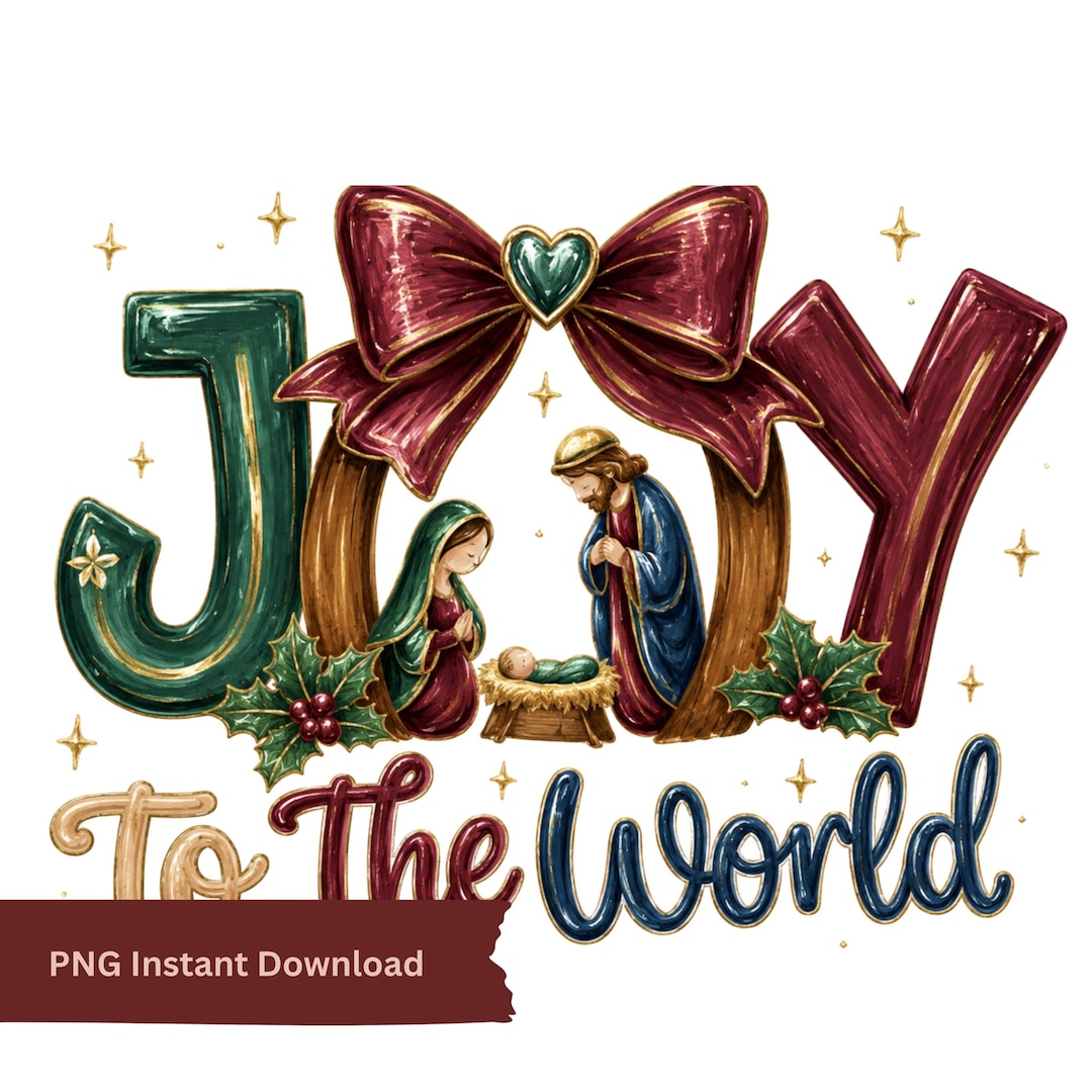 Joy to the World Nativity PNG, Religious Christmas Clipart (instant ...