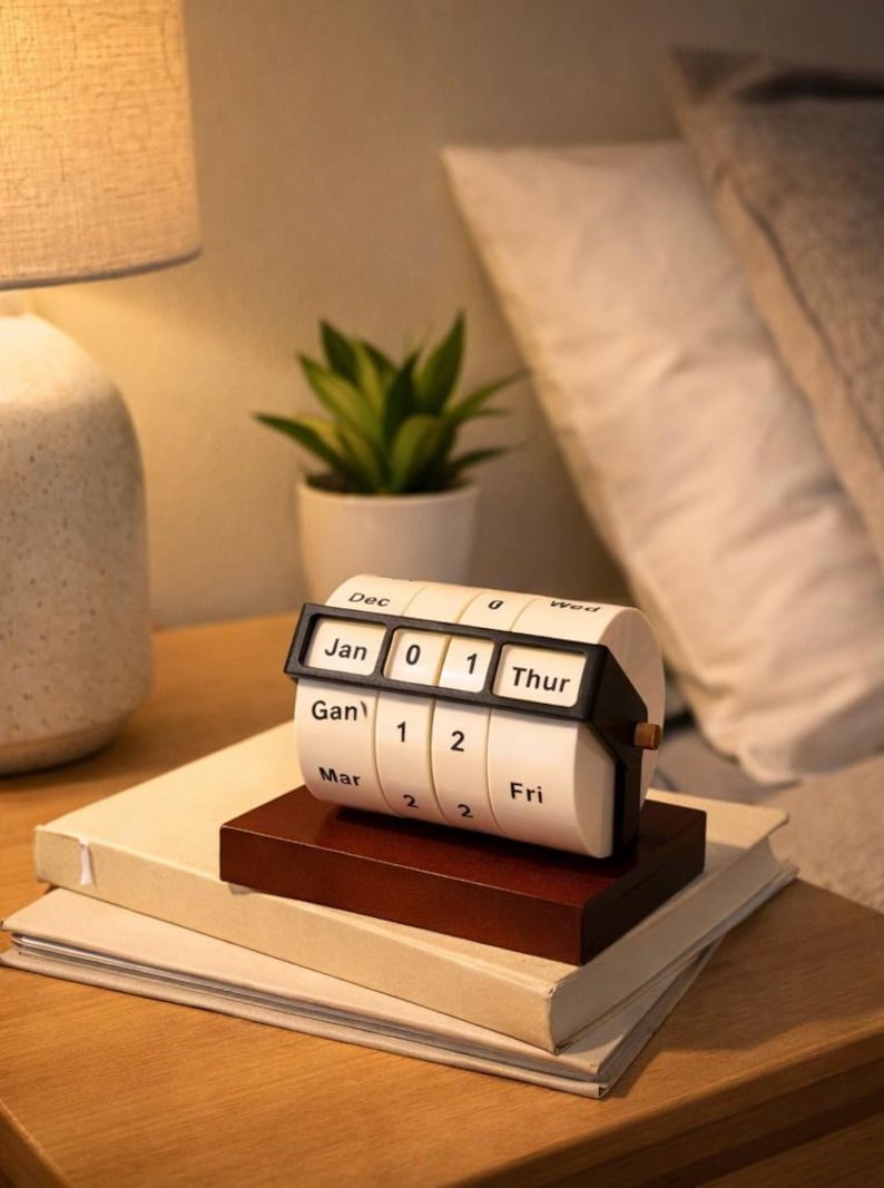 Perpetual Desk Calendar, Minimal Wooden Office Decor - Etsy